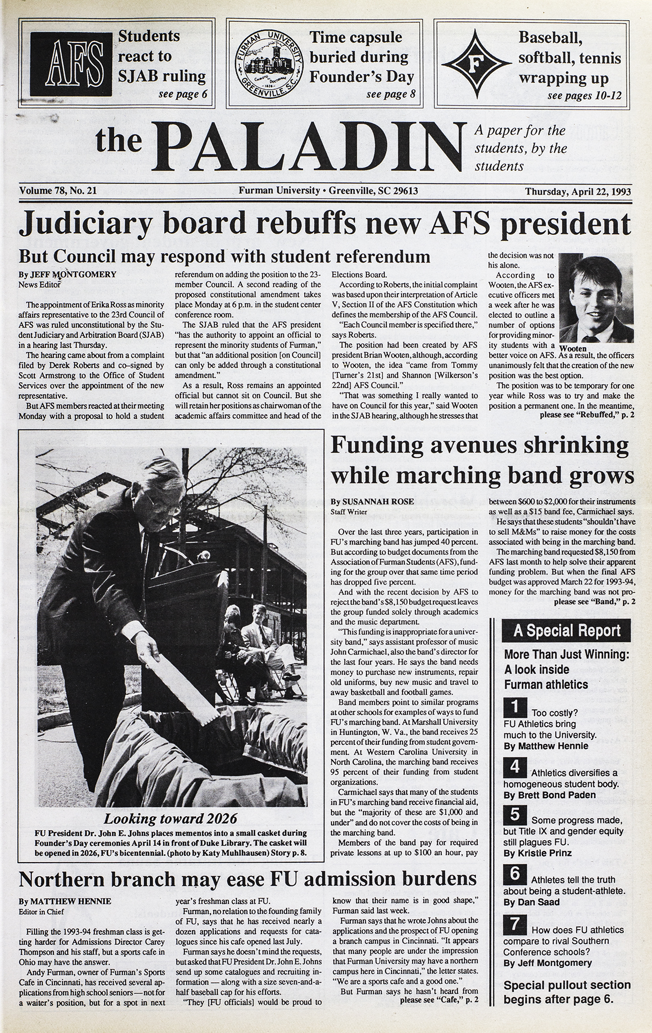 Furman Paladin - April 22, 1993