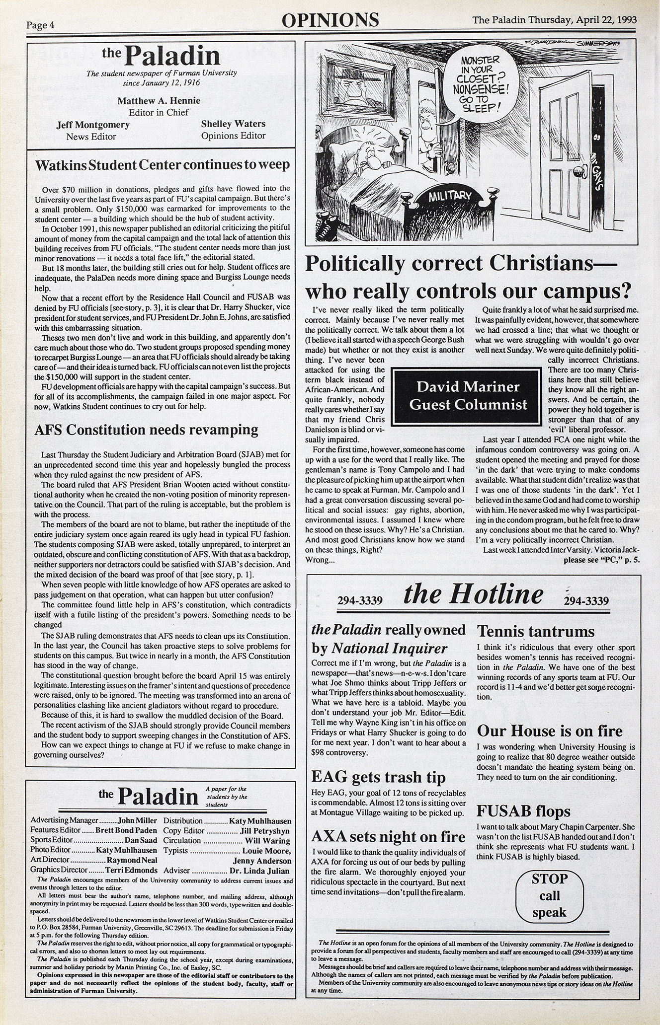 Furman Paladin - April 22, 1993